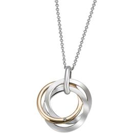 Firetti Damen Kette mit Anh&auml;nger &raquo;Schmuck Geschenk Silber 925 Halsschmuck Halskette Ring verschlungen&laquo; mit Zirkonia (synth.) gold Silber 925 (