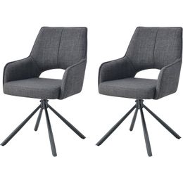Home Affaire Drehstuhl &raquo;BELLEVILLE, 2er Set, mit Metallgestell in matt schwarz&laquo; (Set) 2 Stk. grau Metall, Polyester B/H/T: 57cm x 91cm x 64cm, 2 Stk.,