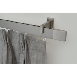 Garesa Gardinenstange &raquo;FLAT&laquo; 1 l&auml;ufig-l&auml;ufig Wunschma&szlig;l&auml;nge Rechteckprofil, Wandmontage, perfekter Lauf, modern, verl&auml;ngerbar silber Aluminium B/L: 