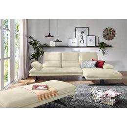 W.Schillig Ecksofa &raquo;broadway, Designsofa mit tollem Sitzkomfort&laquo; Sitztiefenverstellung, Kopfteil- & Seitenteilverstellung, Breite 291cm beige Stoff 