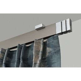 Garesa Gardinenstange &raquo;FLAT&laquo; 1 l&auml;ufig-l&auml;ufig Wunschma&szlig;l&auml;nge Rechteckprofil, Deckenmontage, perfekter Lauf, modern, verl&auml;ngerbar silber Aluminium B/L: 