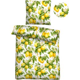 Bettw&auml;sche &raquo;Romy&laquo; 2 Stk. hautsympathisch, 100% Baumwolle, Rei&szlig;verschluss, ganzj&auml;hrig nutzbar gelb Renforc&eacute;, Obermaterial: 100% Baumwolle B/L: 135cm x 