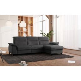 Sit & More sit&more Ecksofa &raquo;Astoria L-Form&laquo; wahlweise mit motorischer Relaxfunktion grau 100% Polyester B/H/T: 260cm x 91cm x 175cm, Luxus-Microfaser in 