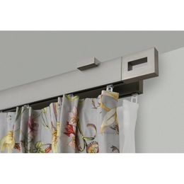 Garesa Gardinenstange &raquo;FLAT&laquo; 2 l&auml;ufig-l&auml;ufig Wunschma&szlig;l&auml;nge Rechteckprofil, Deckenmontage, perfekter Lauf, modern, verl&auml;ngerbar silber Aluminium B/L: 