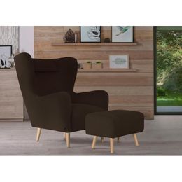 Home Affaire Sessel &raquo;Telford auch in Fellimitat, Sessel B/T/H: 77/92/106 cm&laquo; wahlweise mit und ohne Hocker, in vielen Bezugsqualit&auml;ten, Ohrensessel 