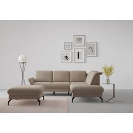 Sit & More sit&more Ecksofa &raquo;Fashion L-Form&laquo; wahlweise mit Kopfteilverstellung und Vorziehsitz, motorisch grau B/H/T: 250cm x 84cm x 207cm, Soft clean, Ottomane 