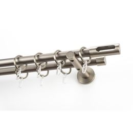 Garesa Gardinenstange &raquo;EASY&laquo; &Oslash; 20 mm 2 l&auml;ufig-l&auml;ufig Wunschma&szlig;l&auml;nge Vorhanggarnitur, verl&auml;ngerbar, Endk. M. Ausschnitt, Alu, m. Ringe gold Aluminium B