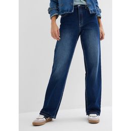 bonprix Damen bonprix Weite Jeans loose fit Passform, hoher Bund, aus &uuml;berwiegend Baumwolle blau 48, N-Gr