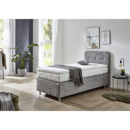 Westfalia Schlafkomfort Boxspringbett &raquo;Sapporo&laquo; Inkl. Zierkissen, w&auml;hlbar in H2, H3 & H4 grau Chenille Mit Topper, Liegefl&auml;che B/L: 120cm x 200cm, H2 + H2, Bonnell-