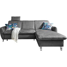 Sit & More sit&more Ecksofa &raquo;Daytona L-Form&laquo; mit Federkern, einer Kopfst&uuml;tze und wahlweise mit Schlaffunktion grau B/H/T: 245cm x 93cm x 164cm, Luxus-Microfaser 