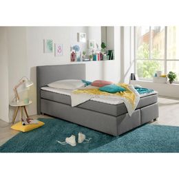 Home Affaire Boxspringbett &raquo;Eliana&laquo; inkl. Topper, in 4 Breiten, 3 Matratzenarten und 2 H&auml;rtegraden grau Struktur fein, Liegefl&auml;che B/L: 120cm x 200cm 