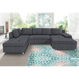 OTTO home Wohnlandschaft &raquo;Labene U-Form&laquo; wahlweise mit Schlaffunktion und Bettkasten grau Struktur fein (95% Polyester, 5% Polyamid);Luxus-Microfaser 