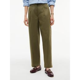 Tommy Hilfiger Damen Chinohose &raquo;COTTON BARREL PLEATED CHINO&laquo; Baumwollmix, Mid Rise, Tapered gr&uuml;n 40, N-Gr
