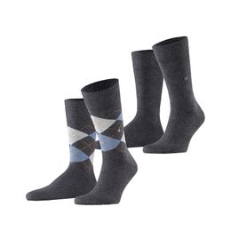 Burlington Herren Socken &raquo;Everyday Argyle Mix&laquo; 2 Paar, atmungsaktiv, Einheitsgr&ouml;&szlig;e 40-46, Argyle-Muster grau 40-46