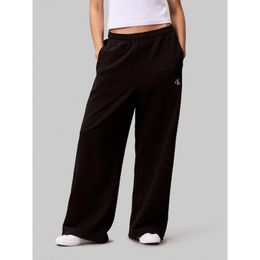 Calvin Klein Jeans Damen Sweathose &raquo;A- FRENCH TERRY BADGE LOGO PANT&laquo; mit weitem Bein schwarz L (42), N-Gr