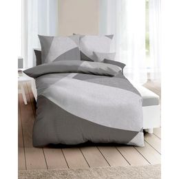 Kaeppel Bettw&auml;sche &raquo;Vista&laquo; 3 Stk. Biber kuschelig warm im Winter, grafische Bettw&auml;sche aus Baumwolle grau Feinbiber, Obermaterial: 100% Baumwolle B/L: 200cm x