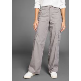 Kangaroos Damen Cargohose, grau, Gr. 36, kontrastfarbene Details, unifarben, Web, Obermaterial: 50% Baumwolle, 46% Polyamid, 4% Elasthan, Hosen,