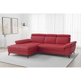 Sit & More sit&more Ecksofa &raquo;Vanity L-Form, B: 264 cm, Leder&laquo; Inkl.Sitz-,Kopf-und Armteilverstellung rot B/H/T: 264cm x 84cm x 181cm, NaturLEDER , Recamiere 