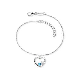 Engelsrufer Damen Armband &raquo;Yin Yang Herz&laquo; Made in Germany - mit Zirkonia (synth.) blau 20cm, Silber 925 (Sterlingsilber)