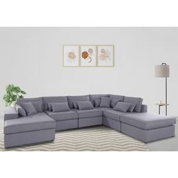 OTTO home Wohnlandschaft &raquo;Florid U-Form&laquo; 6 Teile, bestehend aus Modulen, viele Bezugsqualit&auml;ten, auch in Cord grau Baumwollmix (60% Baumwolle/40% 