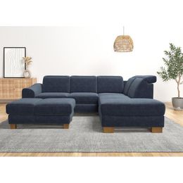 Home Affaire Ecksofa &raquo;Dundee L-Form&laquo; wahlweise mit Kopfteilverstellung und zus&auml;tzlich mit Schlaffunktion blau Flachgewebe 100% Polyester B/H/T: 263cm 