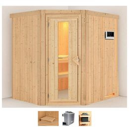 Karibu Sauna &raquo;Siirin&laquo; Set, Ofen 9 KW externe Strg easy beige Saunaofen, externe Steuerung, 9 kW