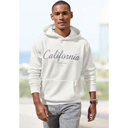 John Devin Herren Hoodie, Sweatshirt mit coolem Druck, aufgesetzter Tasche und Kapuze wei&szlig; S (44/46)