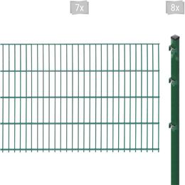 Arvotec Doppelstabmattenzaun &raquo;ESSENTIAL 83 zum Einbetonieren&laquo; Zaunh&ouml;he 83 cm, Zaunl&auml;nge 2 - 60 m gr&uuml;n Kunststoff, Stahl H/L: 83cm x 14m, Pfosten: 8 Stk.