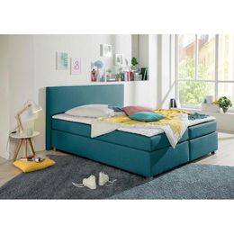 Home Affaire Boxspringbett &raquo;Eliana&laquo; inkl. Topper, in 4 Breiten, 3 Matratzenarten und 2 H&auml;rtegraden blau Struktur fein, Liegefl&auml;che B/L: 160cm x 220cm 