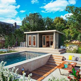 Karibu Gartenhaus &raquo;Rabensee 5&laquo; terragrau grau Holzwerkstoff Einheitsgr&ouml;&szlig;e