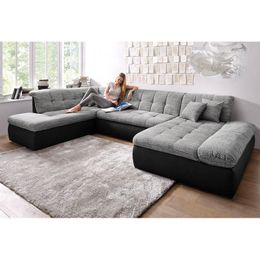 DOMO collection Wohnlandschaft &raquo;MORIC 353x216x80 cm, mit viel Platz, U-Form, auch in Cord&laquo; im XXL-Format, wahlweise mit Bettfunktion und 