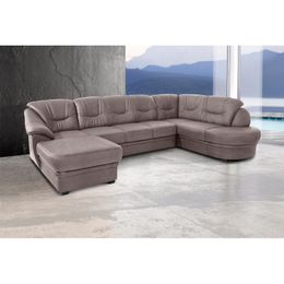 Sit & More sit&more Wohnlandschaft &raquo;Savoni U-Form&laquo; wahlweise mit Schlaffunktion grau NaturLEDER (echtes Rindsleder) in Sitz und R&uuml;cken. Korpus in passendem 