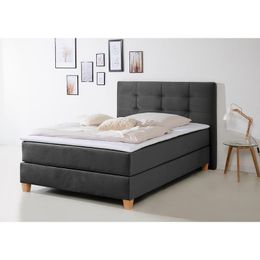 Home Affaire Boxspringbett &raquo;Moulay&laquo; inkl. Topper, in 3 H&auml;rtegraden, TFK auch in H&auml;rtegrad 4 grau Samtstoff, Liegefl&auml;che B/L: 120cm x 200cm Betth&ouml;he: 