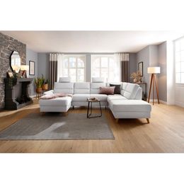OTTO home Wohnlandschaft &raquo;Westerland U-Form&laquo; Federkern, wahlweise Schlaffunktion, Stauraum und Armlehn-Verstellung silber 98% Polyester 2% Polyamid B/