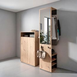 ByLiving Garderoben-Set &raquo;Lyon, platzsparender Garderobenschrank mit gro&szlig;em Spiegel&laquo; 2-teilig, 2 Stk. tlg. braun Holzwerkstoff, Melamin B/H/T: 40cmcm x