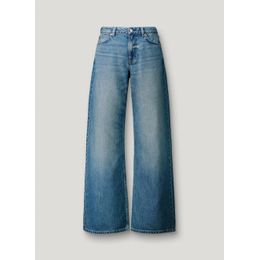 Pepe Jeans Damen Weite Jeans "LINA MW WIDE LEG VERDE BLU", blau, Gr. 31, Denim/Jeans, Obermaterial: 100% Baumwolle, Jeans, aus Baumwoll-Denim,