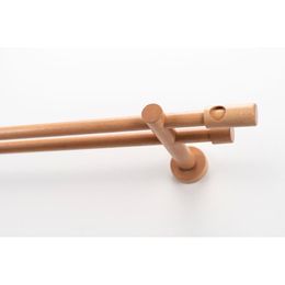 Garesa Gardinenstange &raquo;PANDRI&laquo; &Oslash; 20 mm 2 l&auml;ufig-l&auml;ufig Wunschma&szlig;l&auml;nge Vorhanggarnitur, verl&auml;ngerbar, gerader Knopf mit Ausschnitt rot Holzwerkstoff B/