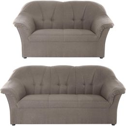 DOMO collection Polstergarnitur &raquo;Pegnitz&laquo; Set, 3-Sitzer & 2-Sitzer-Set grau 100% Polyester Struktur fein