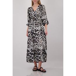 monari Damen Maxikleid &raquo;Kleid Leodruck allover&laquo; Ohne Tasche Regular fit mit Leomuster schwarz-wei&szlig; 40, N-Gr