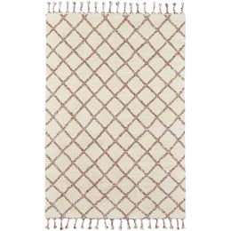 Theko Wollteppich &raquo;MARMOUCHA 05&laquo; rechteckig 24 mm H&ouml;he reine Wolle, Rauten Design, mit Fransen, auch als L&auml;ufer braun Wolle B : 250cm 1 Stk., 24mm, L: