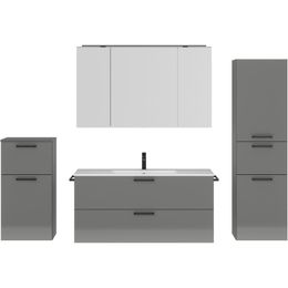 Nobilia Badm&ouml;bel-Set &raquo;Tolvina&laquo; vormontiert, mit Soft-Close, 4 Stk. tlg. grau B/H/T: 230cmcm x 169cmcm x 48,7cmcm, Griffe schwarz