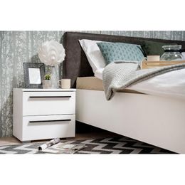 Home Affaire Nachtkommode &raquo;Ksanti&laquo; Mit 2 Schubk&auml;sten, hochgl&auml;nzende Front wei&szlig; Holzwerkstoff, MDF B/H/T: 44,5cm x 42,5cm x 33,5cm, 2 Stk.