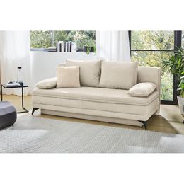 Jockenh&ouml;fer Schlafsofa &raquo;Laurin, B: 202 cm, Liegefl. 158x200 cm, Dauerschl&auml;fer&laquo; mit Schlaffunktion, Bettkasten, Kaltschaumtopper &1 Zierkissen beige Korpus: 100% 