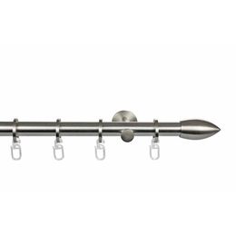 Garesa Gardinenstange &raquo;CARTOUCHE&laquo; 1 l&auml;ufig-l&auml;ufig Wunschma&szlig;l&auml;nge Vorhanggarnitur, verl&auml;ngerbar, Wandmontage, edelstahl optik silber Metall B/L: 430cm,