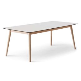 Esstisch &raquo;Meza Designtisch mit Auszugsfunktion und 2 Einlegeplatten&laquo; abgerundete Tischplatte MDF, Massivholzgestell, in zwei Breiten wei&szlig; Tischplatte: