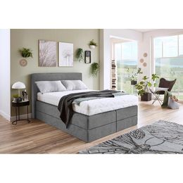 Westfalia Schlafkomfort Boxspringbett wahlweise mit Kaltschaum-Topper grau Microvelours (100% Polyester) Microvelours Kaltschaum-Topper, Liegefl&auml;che B/L: 140cm x 200cm, 