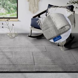 Villeroy & Boch Wollteppich &raquo;Charlotte&laquo; rechteckig 10 mm H&ouml;he L&auml;ufer, Handgewebt, Wolle, Natur, L&auml;ufer, Wohnzimmer, Geometrie grau Wolle B : 80cm 1 Stk., 10mm, L: 