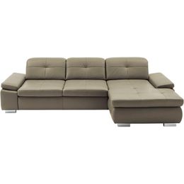 Die PlanBar Ecksofa &raquo;PN-IN16012 L-Form, Breite 309 cm&laquo; inkl. Sitztiefenverstellung, optional mit Kopfteilverstellung grau B/H/T: 309cm x 85cm x 195cm,