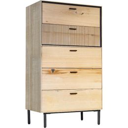GUTMANN FACTORY Kommode braun MDF B/H/T: 70cm x 125cm x 43cm, 5 Stk., Eiche