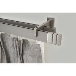 Garesa Gardinenstange &raquo;FLAT&laquo; 2 l&auml;ufig-l&auml;ufig Wunschma&szlig;l&auml;nge Rechteckprofil, Wandmontage, perfekter Lauf, modern, verl&auml;ngerbar silber Aluminium B/L: 